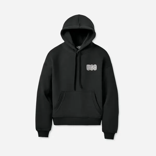 UGG Logo Hoodie Cotton Blend Tops - Black