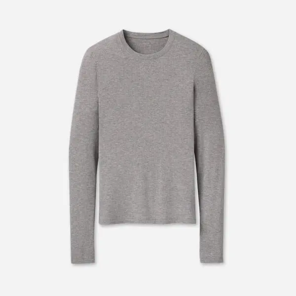 UGG Aidelene Long Sleeve Rib Tee Tops - Grey Heather
