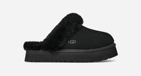 UGG Disquette Sheepskin Slippers - Black