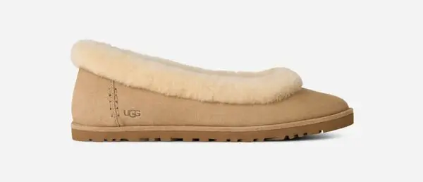 UGG Zora Ballet Flat Sheepskin Shoes - Sand
