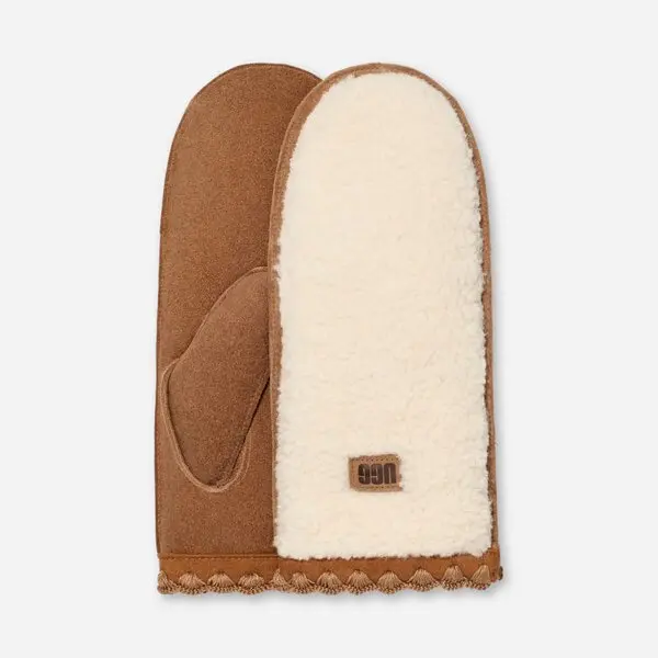 UGG Fluff Scalloped Mitten Leather/fleece - Nimbus