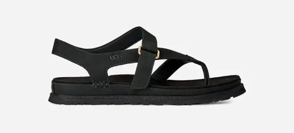 UGG Golden Gaze Leather Toe Post Sandals - Black