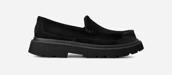 UGG Ascot Lug Suede Loafer Shoes - Black