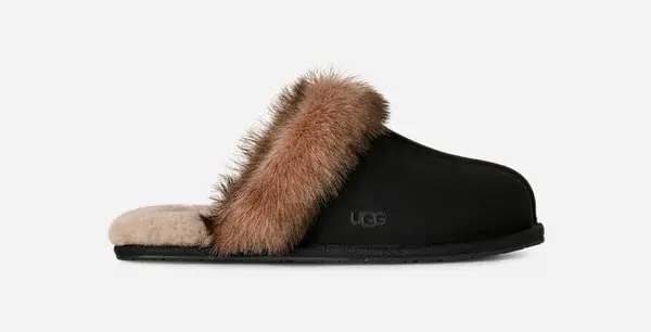 UGG Scuffette Nubuck Sheepskin Slippers - Black