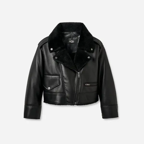 UGG Finnian Luxe Fluff Moto Jacket - Black