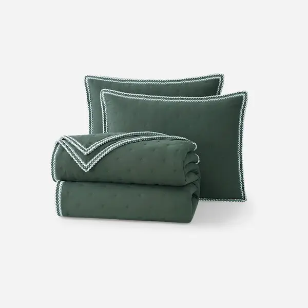 UGG Devon Braid Quilt Set King Polyester Bedding - Arugula