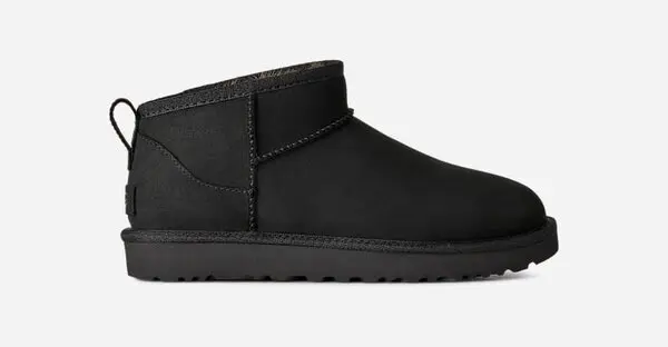 UGG Classic Ultra Mini Nubuck Sheepskin Classic Boots - Black