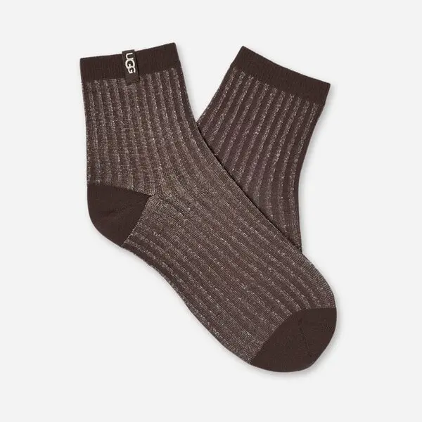 UGG Plora Shimmer Ribbed Quarter Socks - Burnt Cedar