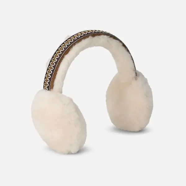 UGG Tasman Sheepskin Earmuff With Braided Trim - Chestnut