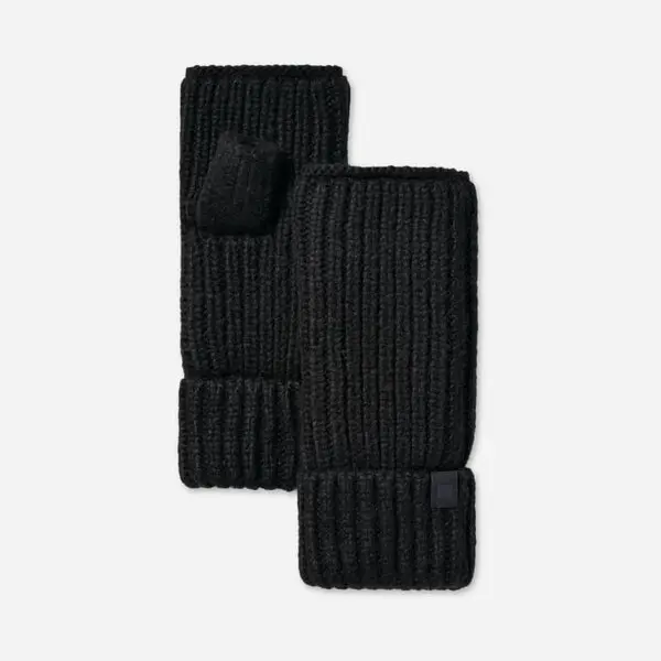 UGG Chunky Rib Fingerless Gloves - Black