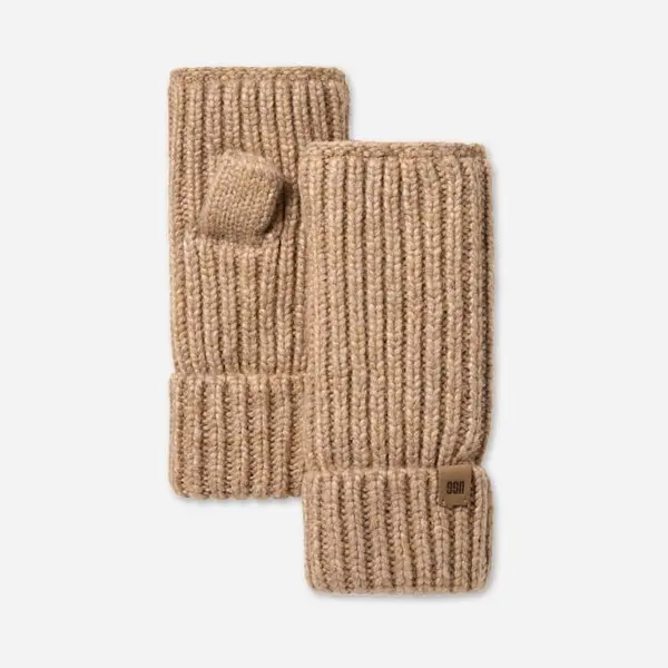 UGG Chunky Rib Fingerless Gloves - Camel