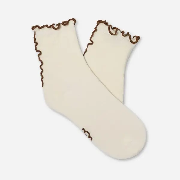 UGG Karsyn Lettuce Edge Quarter Ii Cotton Socks - Vanille/chestnut