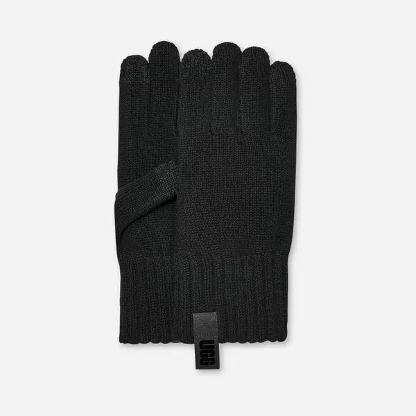 UGG Knit Gloves With Braided Trim - Black