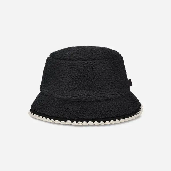UGG Fleece Bucket Hat With Scalloped Trim - Black