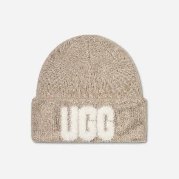 UGG Fuzzy Logo Beanie - Cream
