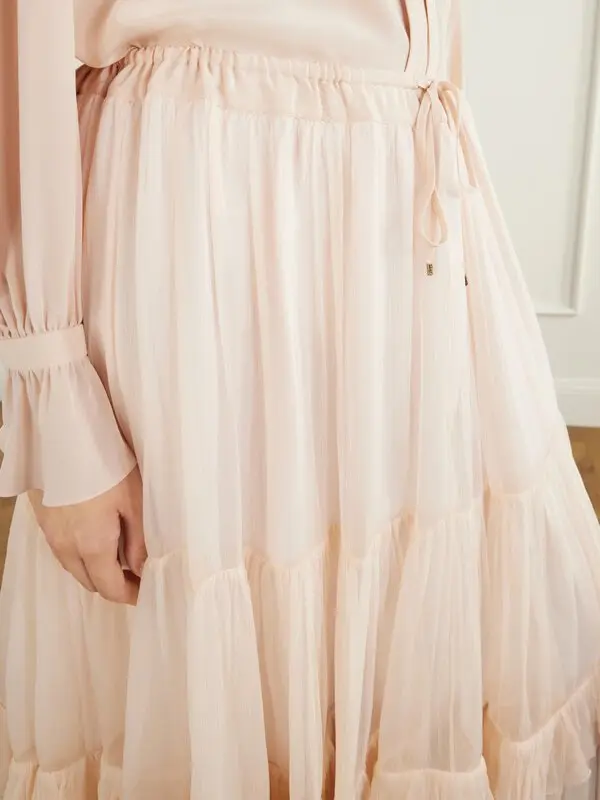 Chloé Silk Mousseline Maxi Skirt - Pink