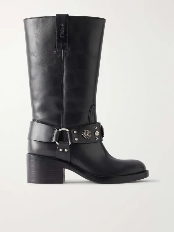 Chloé Dakota Stud-embellished Leather Knee Boots - Black