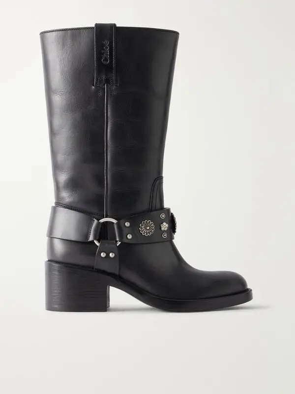 Chloé Dakota Stud-embellished Leather Knee High Boots - Black