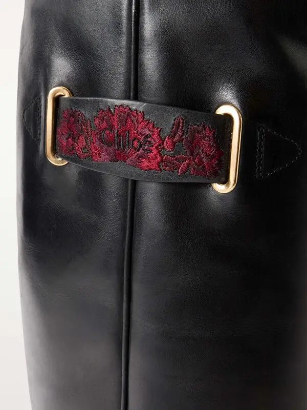 Chloé Azelan Embroidered Leather Knee Boots