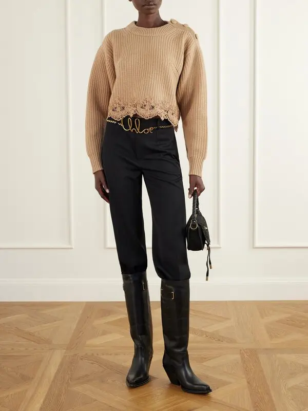 Chloé Azelan Embroidered Leather Knee-high Boots - Black