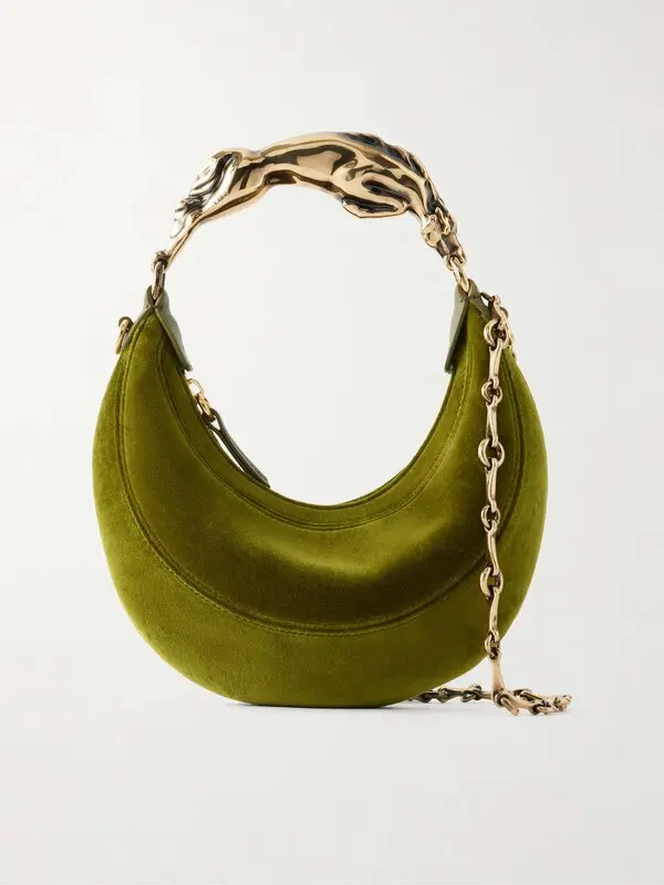Chloé Chain Horse Velvet Shoulder Bag - Chartreuse