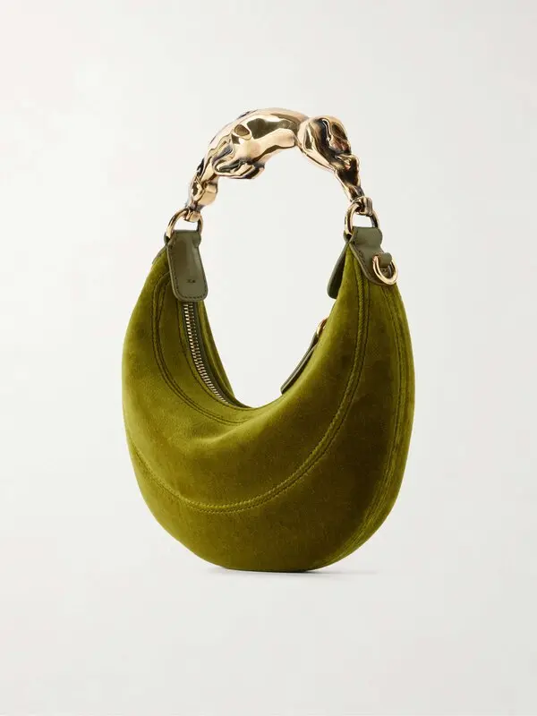 Chloé Chain Horse Velvet Shoulder Bag - Chartreuse
