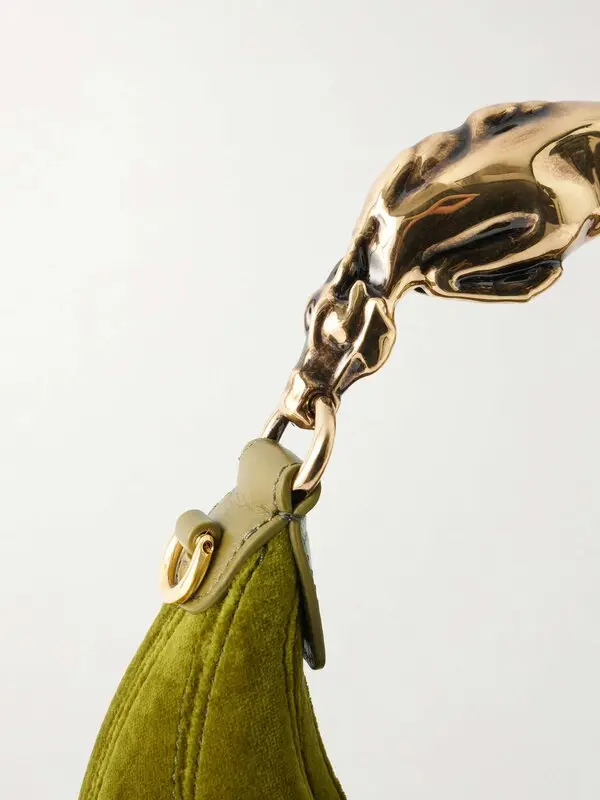 Chloé Chain Horse Velvet Shoulder Bag - Chartreuse