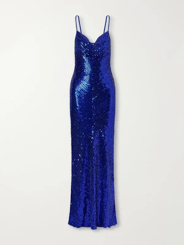 Jenny Packham Ariel Sequined Georgette Gown - Blue