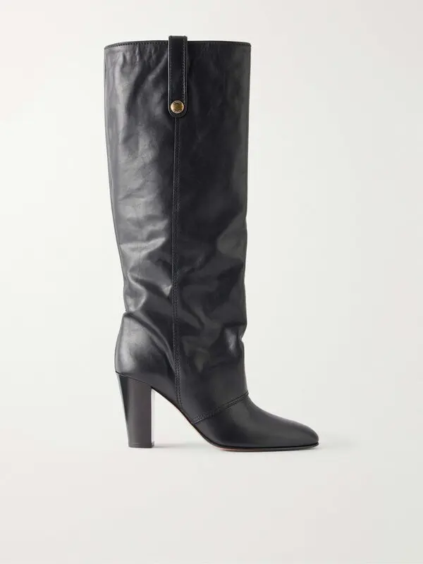 Chloé Anouk 85 Embellished Leather Knee Boots - Black