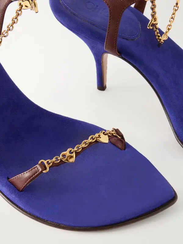 Chloé Zia Chain-embellished Suede Sandals