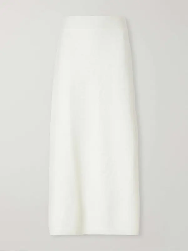 LISA YANG Asta Brushed-cashmere Midi Skirt - Cream