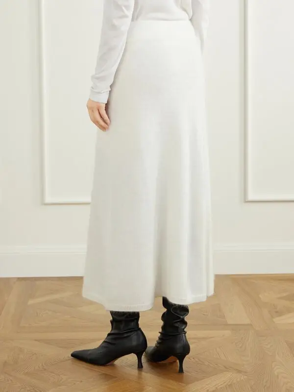 LISA YANG Asta Brushed-cashmere Midi Skirt - Neutrals