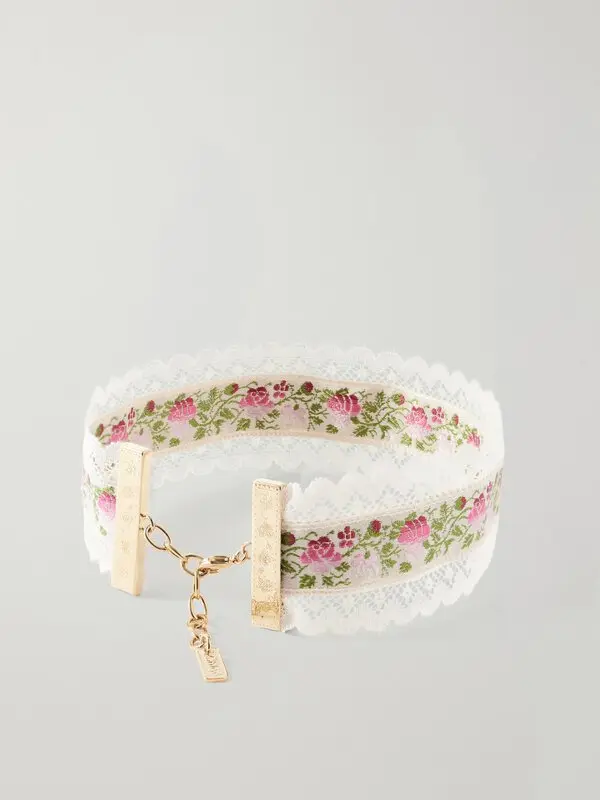 Chloé Ribbon Lace-trimmed Floral-jacquard Choker - White