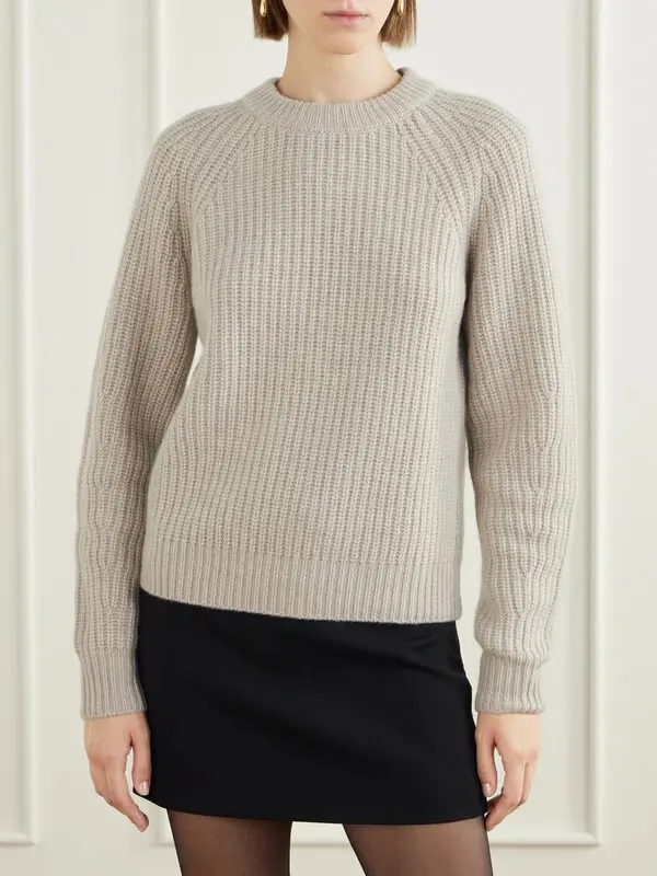 LISA YANG Miki Ribbed Cashmere Sweater - Neutrals