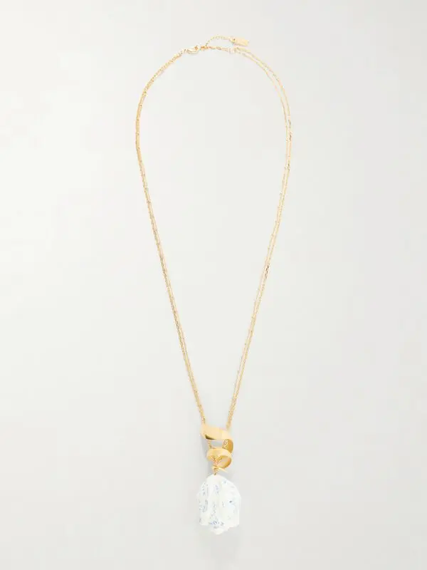 Chloé Brass And Ceramic Pendant Necklace