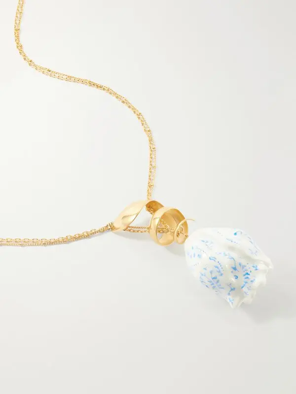 Chloé Brass And Ceramic Pendant Necklace