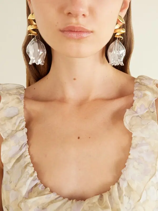 Chloé Tulip Two-tone Earrings - Gold