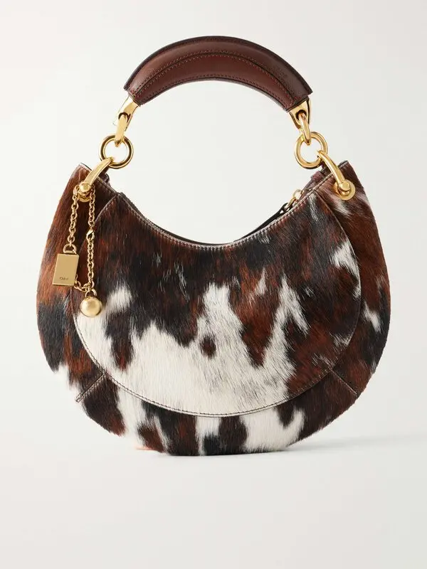 Chloé Banana Leather-trimmed Calf Hair Shoulder Bag - Brown