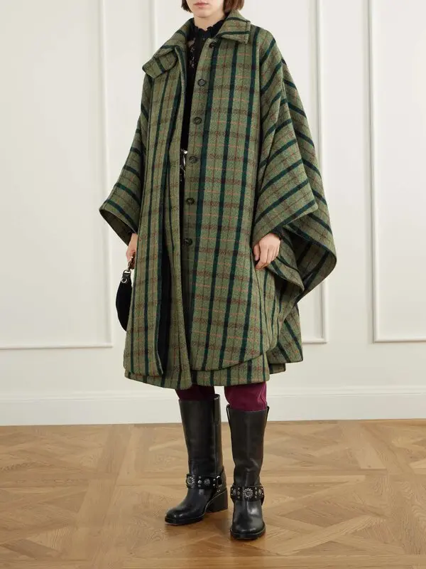 Chloé Checked Wool And Cotton-blend Coat