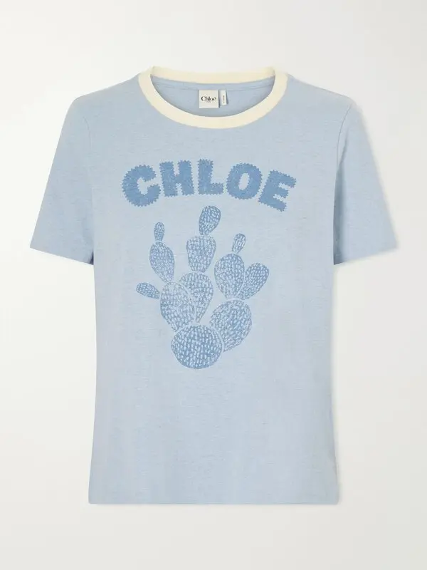 Chloé Printed Cotton-jersey T-shirt