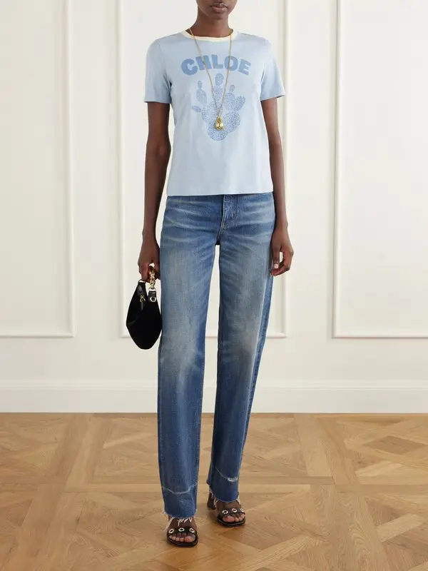 Chloé Printed Cotton-jersey T-shirt