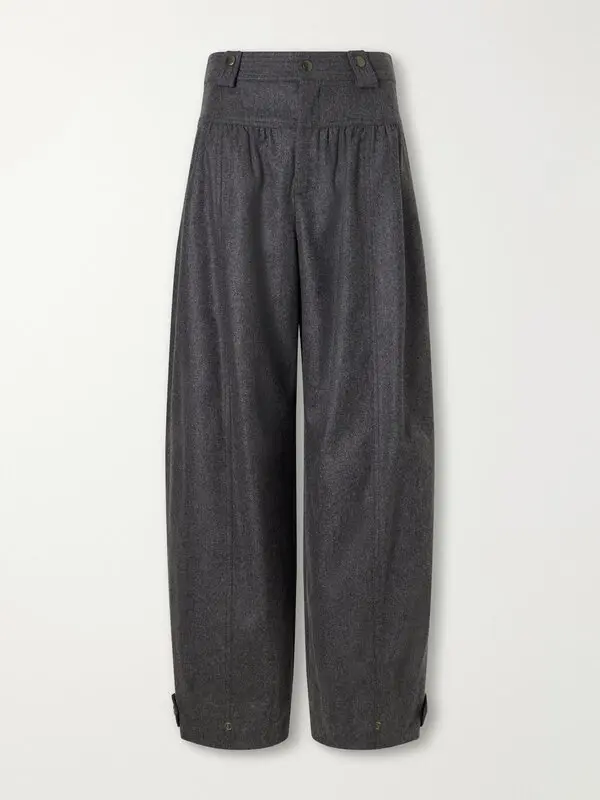 Chloé Flannel Wool And Cashmere-blend Wide-leg Pants - Gray