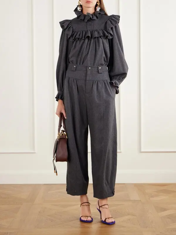 Chloé Flannel Wool And Cashmere-blend Wide-leg Pants