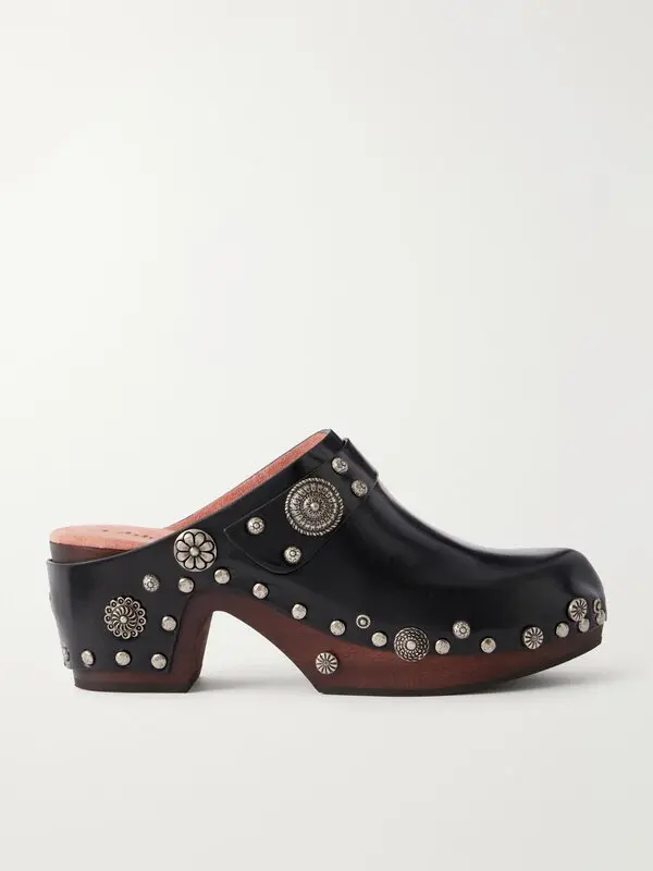 Chloé Embellished Leather Clogs
