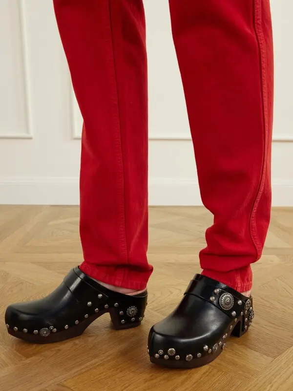 Chloé Embellished Leather Clogs