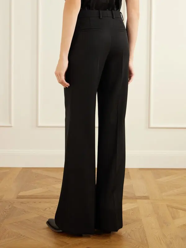 Chloé Pleated Wool And Silk Flared-leg Trousers