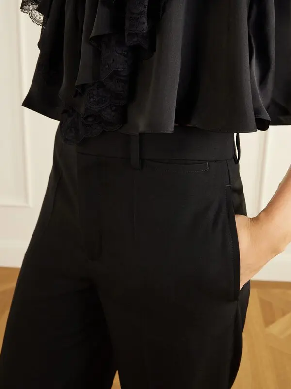 Chloé Pleated Wool And Silk Flared-leg Trousers
