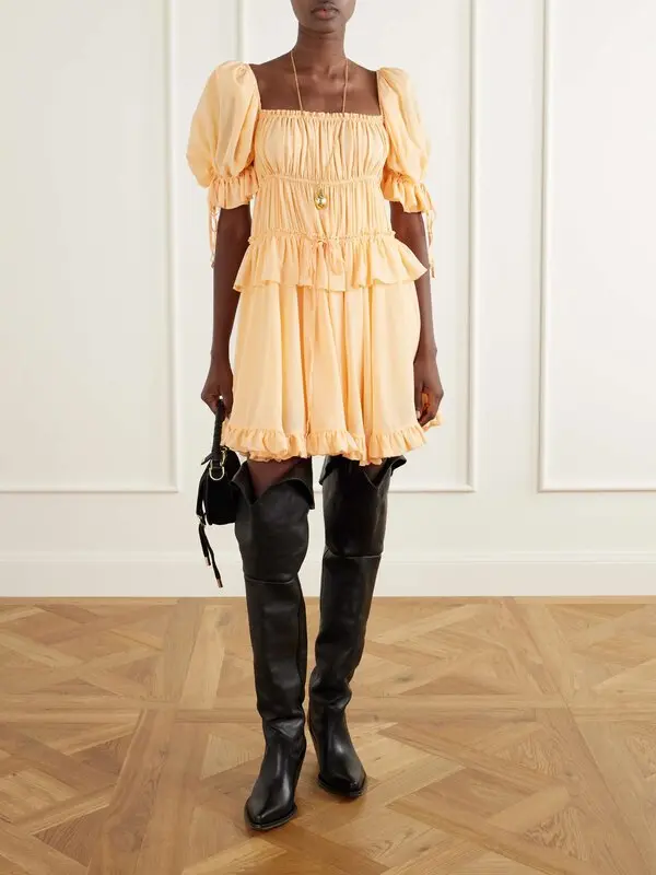 Chloé Azelan Embroidered Leather Knee Boots