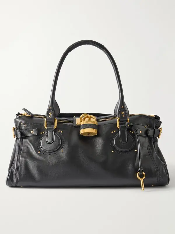 Chloé Paddington Large Leather Bag With Locket Detail - Black