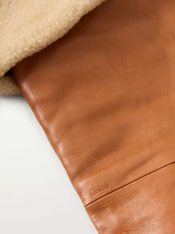Chloé Azalean Shearling-trimmed Leather Over-the-knee Boots